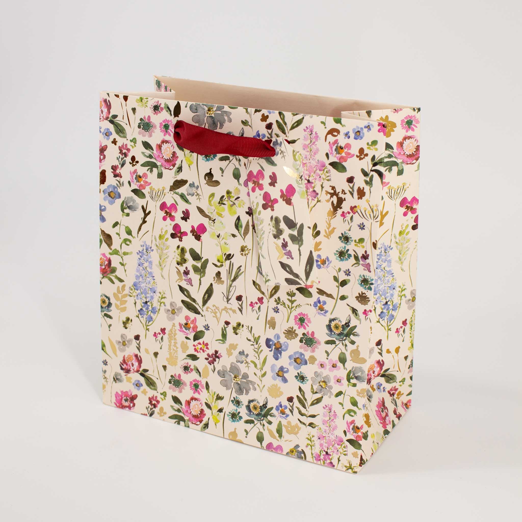 Wild Garden Gift Bag | Romantic Floral Design | Embossed Texture with