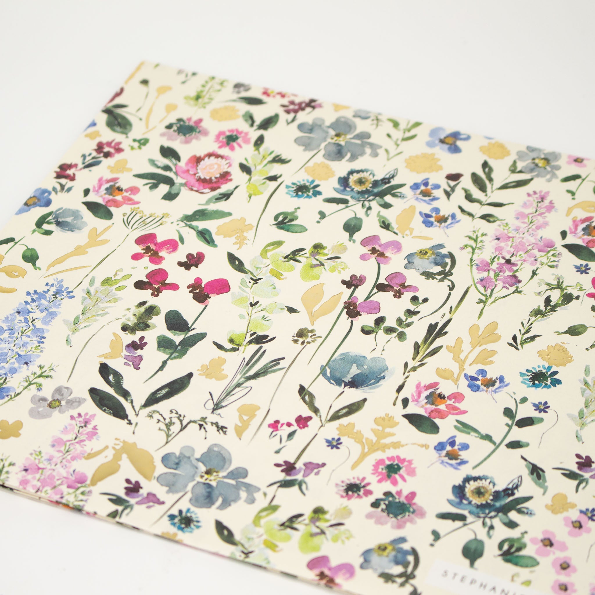 Wildflower Folded Wrapping Paper | Vibrant Floral Design | Gold Foil
