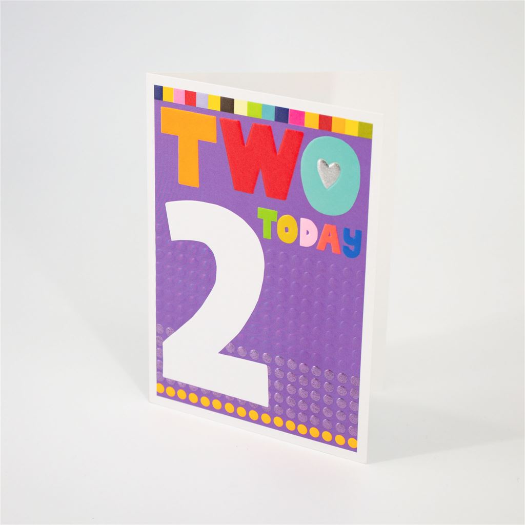 Two Today Birthday Card | Bright Colors | 2nd Birthday