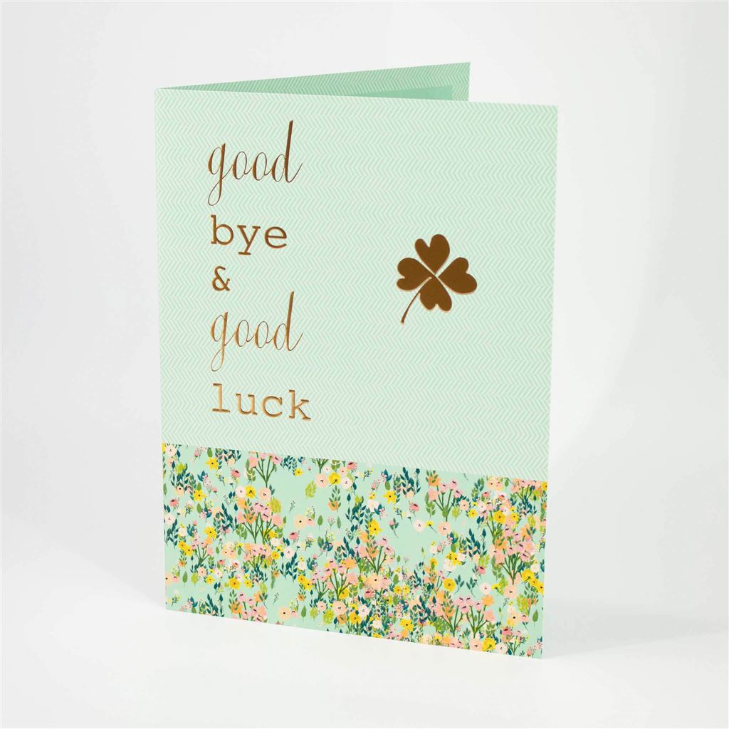 Elegant Goodbye Card | Jumbo Size | Stripes, Flowers & Gold Detailing